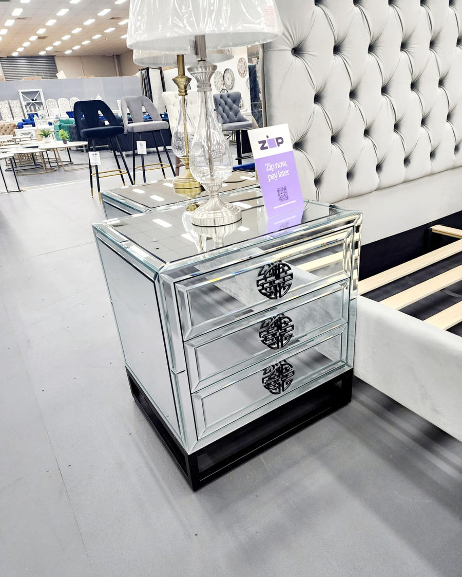 Athens Mirrored Bed Side Table -Black – Shibui Interiors